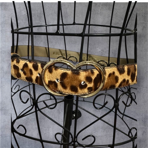 Express | Accessories | Express Animal Print Belt With Gold Double Ring ...